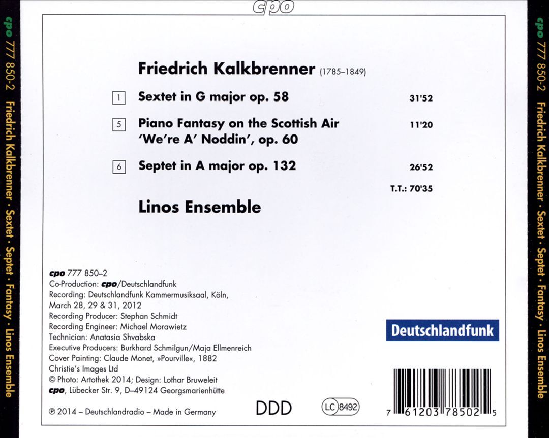 LINOS-ENSEMBLE FRIEDRICH KALKBRENNER: SEXTET; SEPTET; PIANO FANTASY NEW ...