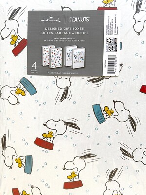 PEANUTS Gift Box 4 Pack Shirt Boxes 14" Woodstock Snoopy Charlie Brown ...