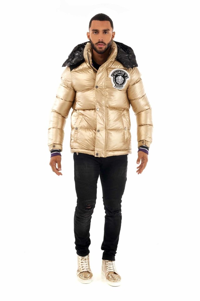 Avenue George V Paris Men's Gold Puffer With Hood Winter Warm Coat | eBay