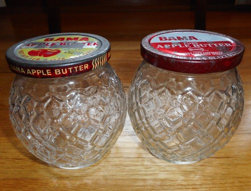 Lot of 2 Vintage BAMA Apple Butter Quilted Jars w/ Lids ~Borden AL | eBay