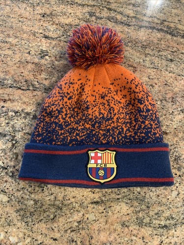 FC Barcelona FCB Adult Pom Pom Beanie Hat Soccer Football One Size | eBay