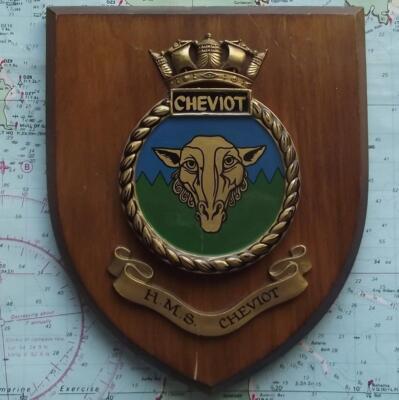 Old Oak HMS Cheviot Hand Painted Royal Navy Ship Crest Shield Plaque | eBay