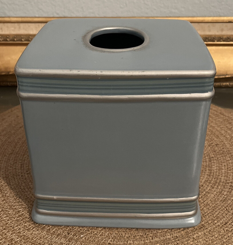 Target "Blue Shimmer Stripes" Ceramic Tissue Cover Square Dispenser Box ...