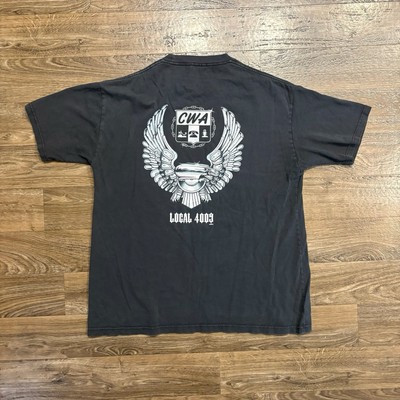 Vintage / Y2K CWA Local 4009 Biker Motorcycle Black Pocket Graphic T ...