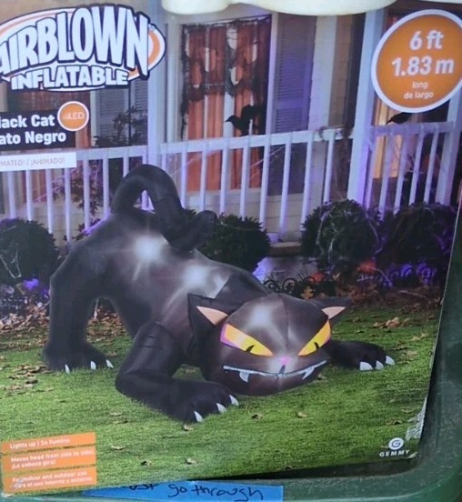 Gemmy 6ft Long Animated Airblown Inflatable Black Cat With Turning Head ...