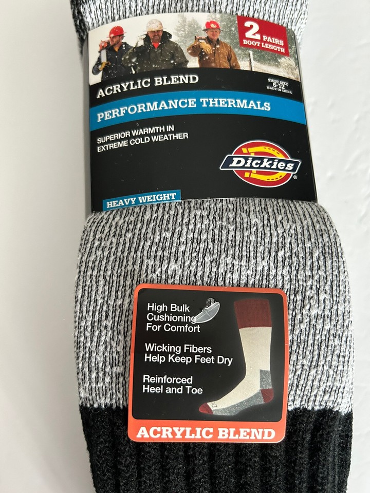 Dickies Performance Thermals Acrylic Blend Boot Length Socks Heavy ...
