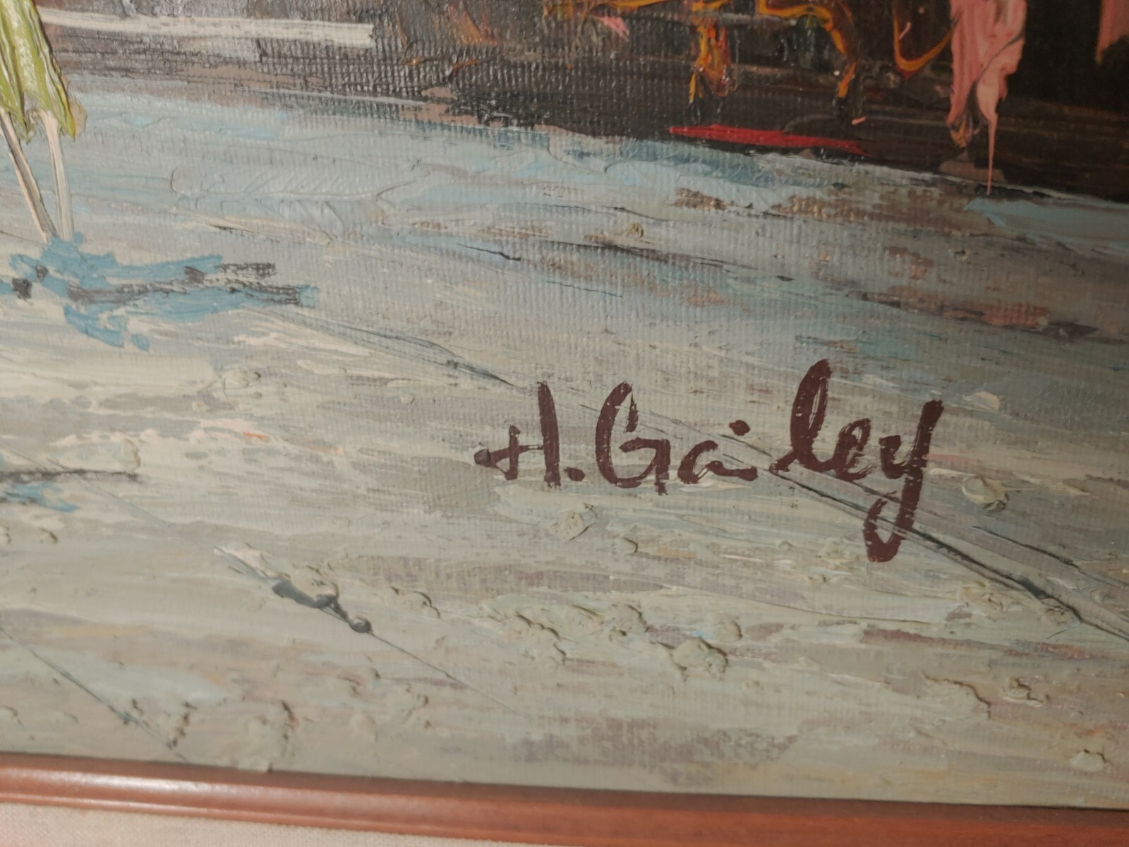 VINTAGE 1960'S European Street Scene by H. GAILEY Original Oil Painting ...