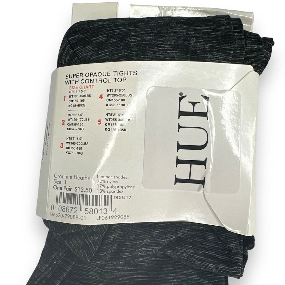Hue Womens Super Opaque Tights 1 Pair | Size 1 Graphite Heather Gray ...