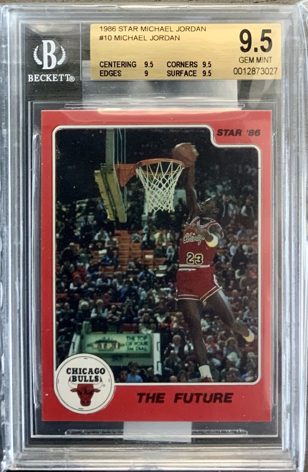 1986 STAR MICHAEL JORDAN #10 RC ROOKIE HOF THE FUTURE BGS 9.5 GEM MINT ...