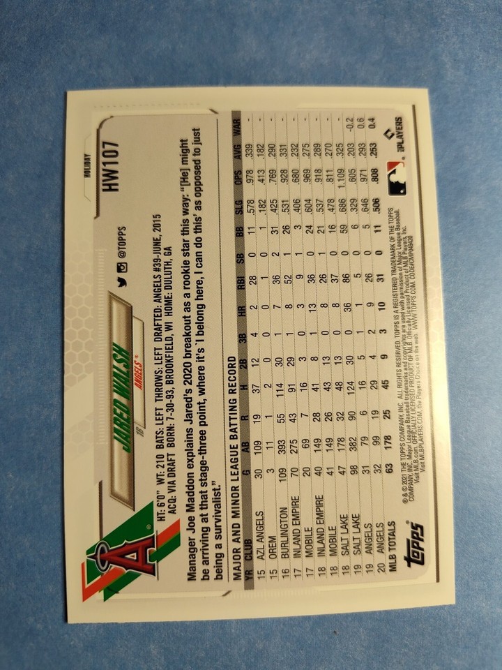 2021 Topps Holiday - #HW107 Jared Walsh | eBay