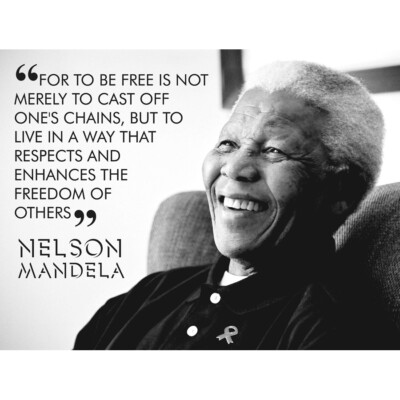 For To Be Free Mandela Nelson Bw Motivation Quote Unframed Wall Art ...