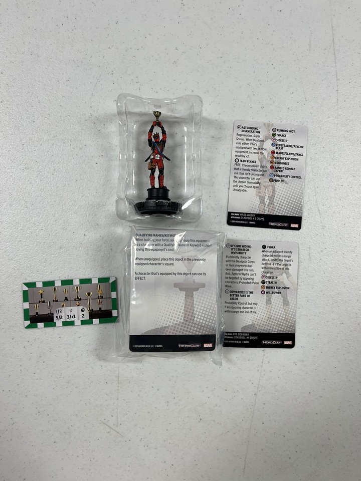 Heroclix Store Championship Deadpool Kit LE OP MVP24-001 W/ Trophy Bob ...