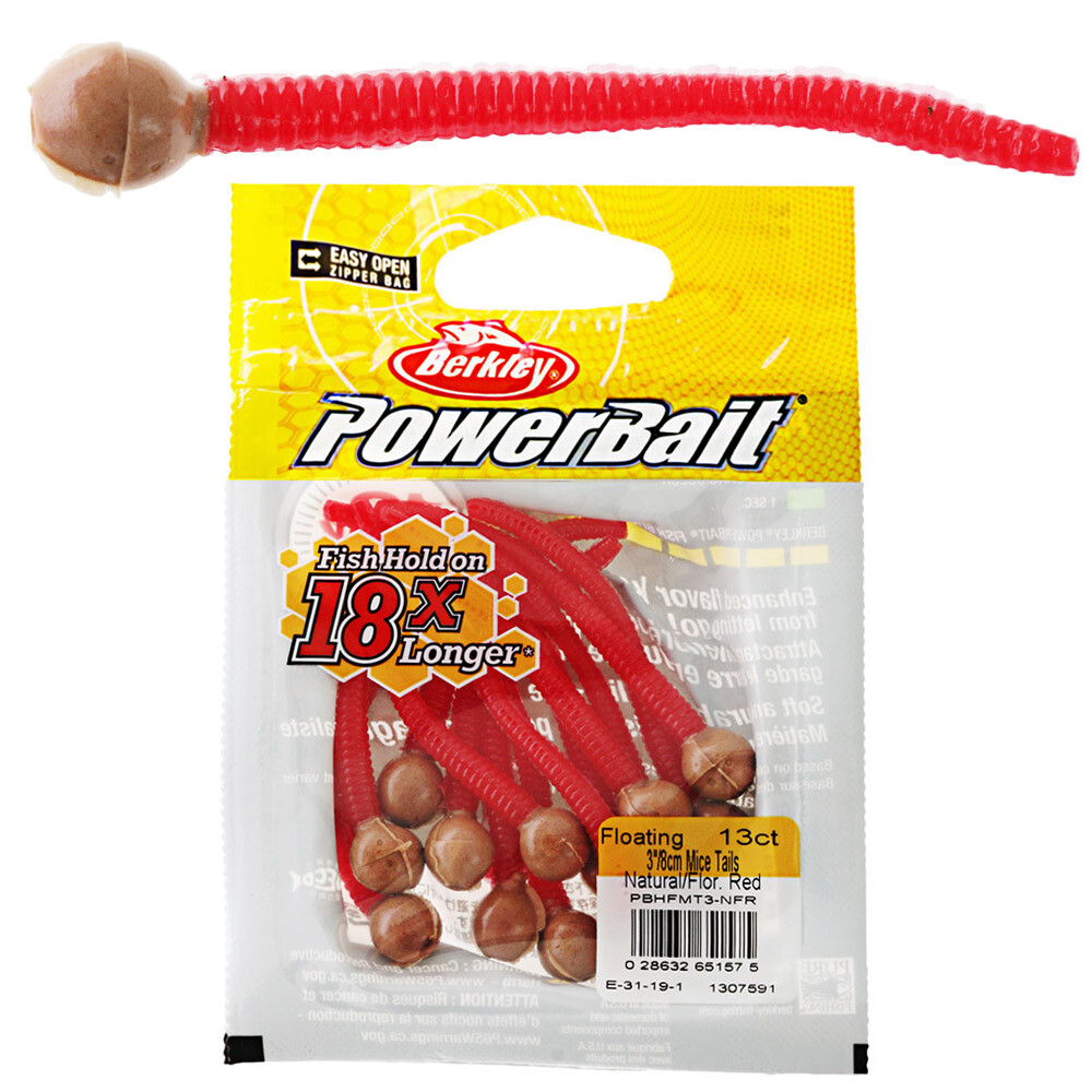 Berkley PowerBait Mice Tail Soft Bait 7cm Natural/Fluorescent Red | eBay
