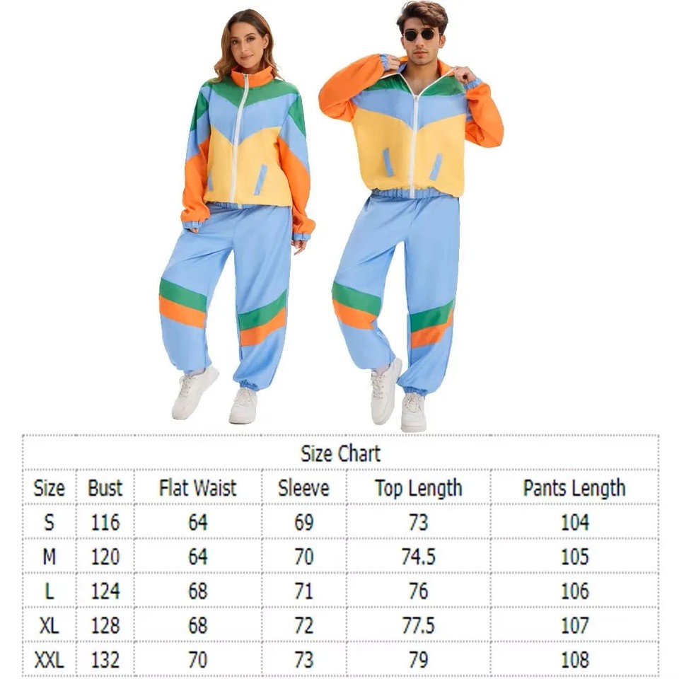 N2270 Unisex 80s 90s Sweat Tracksuit Costume Shell Suit Retro Party ...