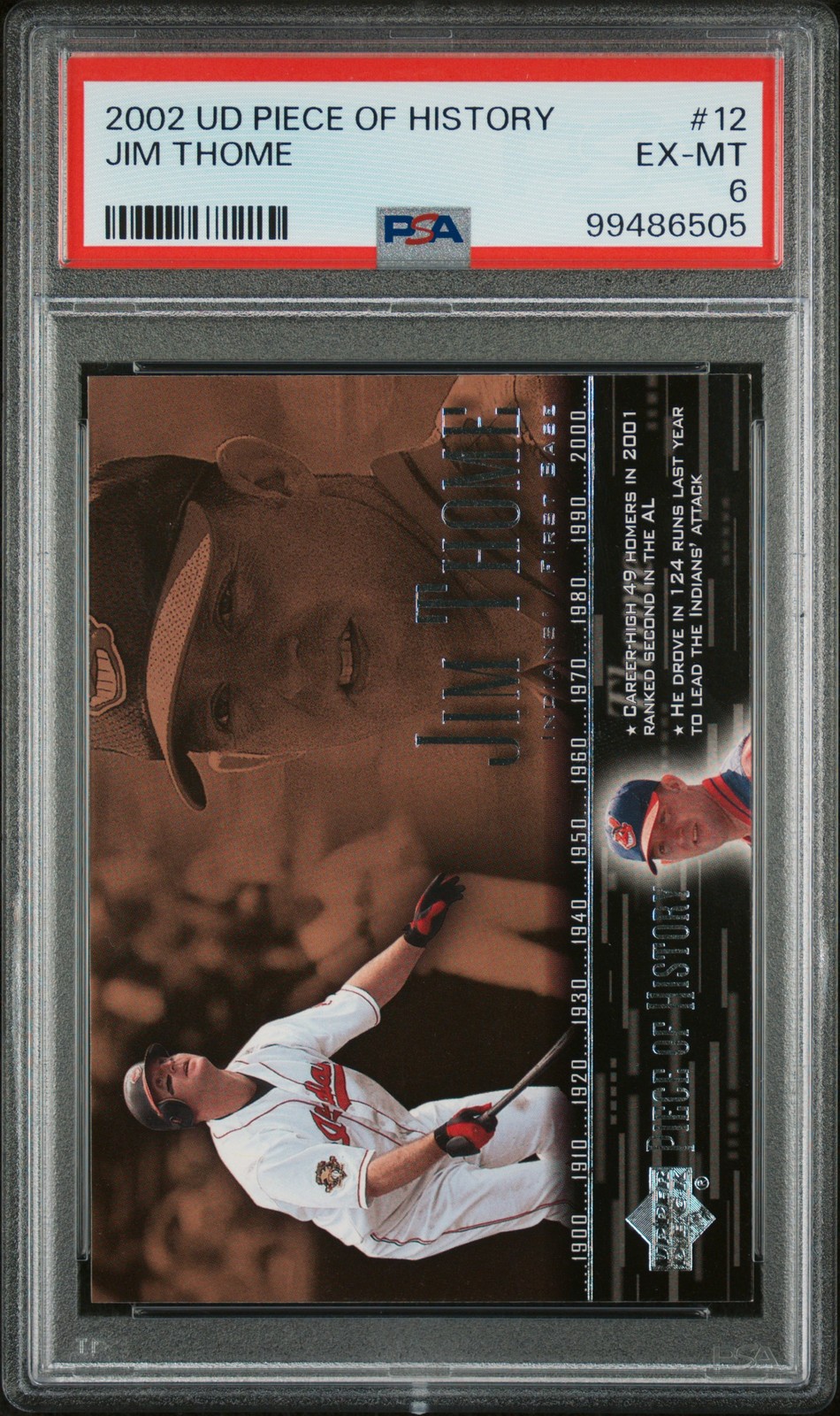 2002 UPPER DECK PIECE OF HISTORY #12 JIM THOME PSA 6 | eBay