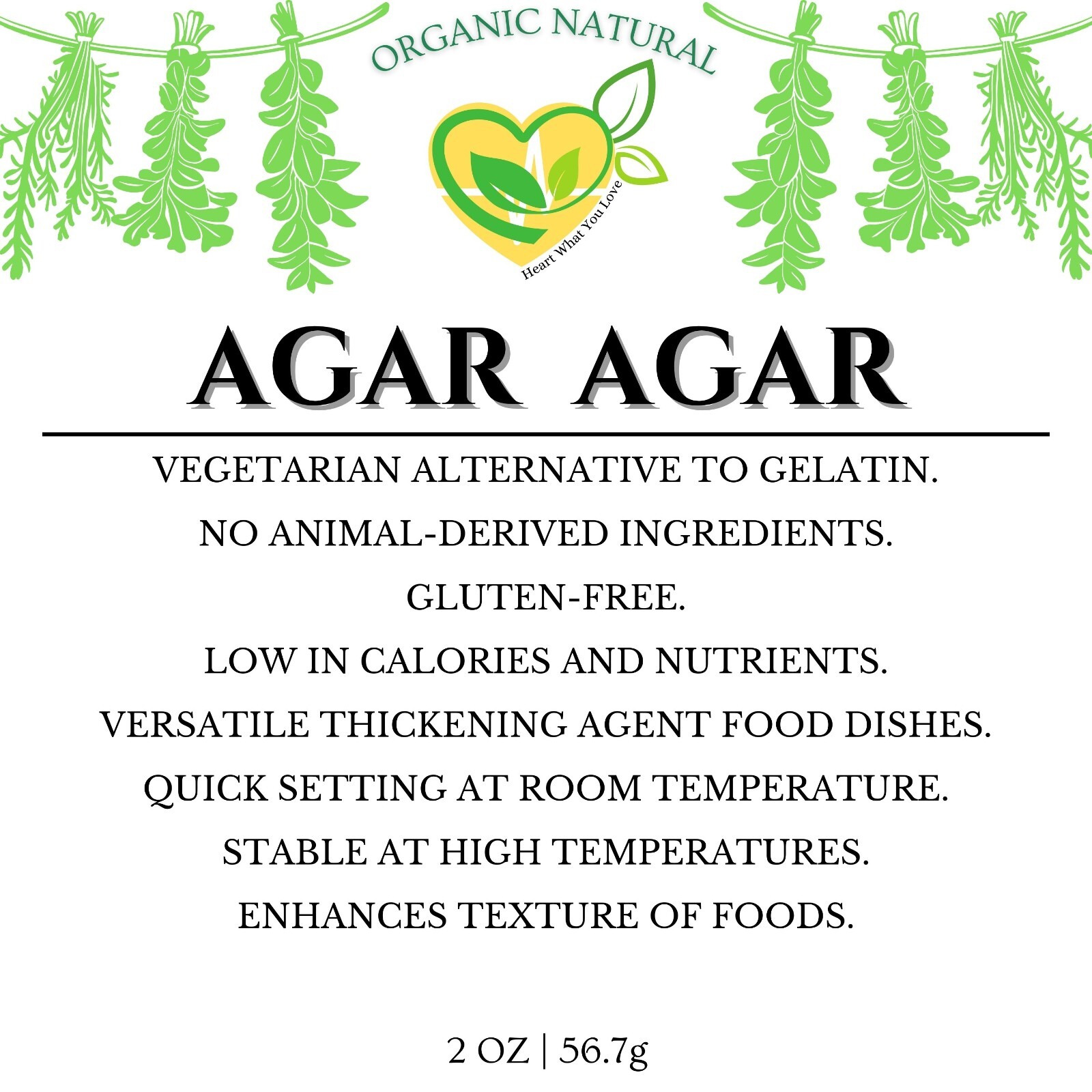 Agar Agar Powder 2oz (56.7g) | Natural Seaweed Gelatin | Vegan & Kosher ...