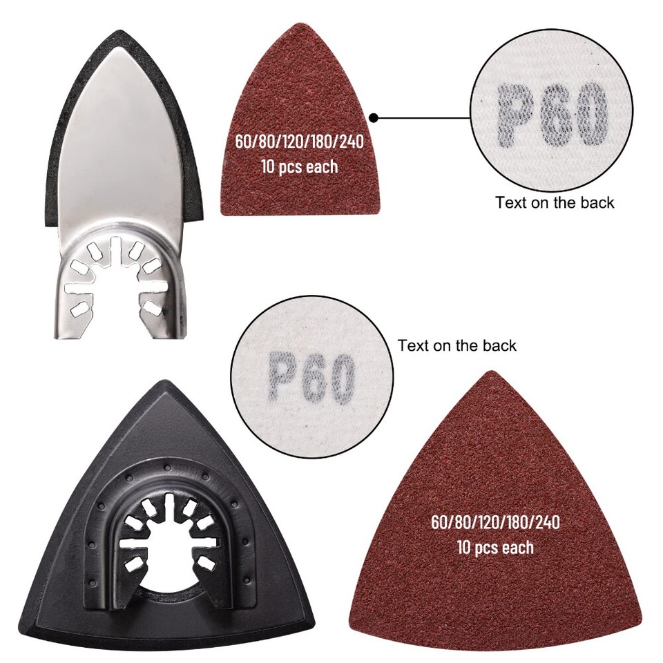 104Pcs Oscillating Tool Detail Sanding Pads Kit 2Pcs Triangle Sanding ...