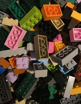 🧱50x LEGO Basic Bricks 2x2, 2x4, + 2x6 BRICKS RANDOM LEGO COLORS -HUGE ...