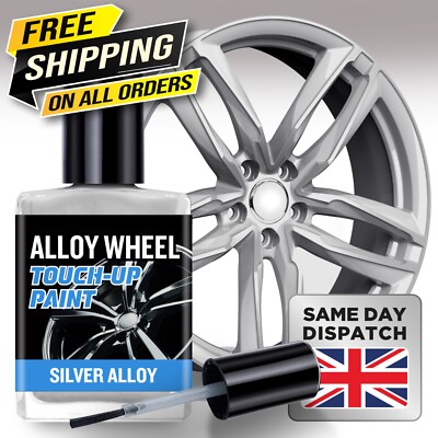 SILVER ALLOY WHEEL TOUCH UP KIT PAINT WITH BRUSH, WHEEL CURBING SCRATCH ...