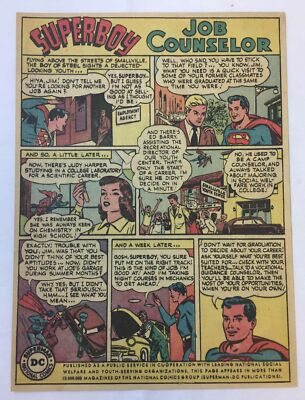 1950 PSA cartoon ad page ~ SUPERBOY - JOB COUNSELOR | eBay