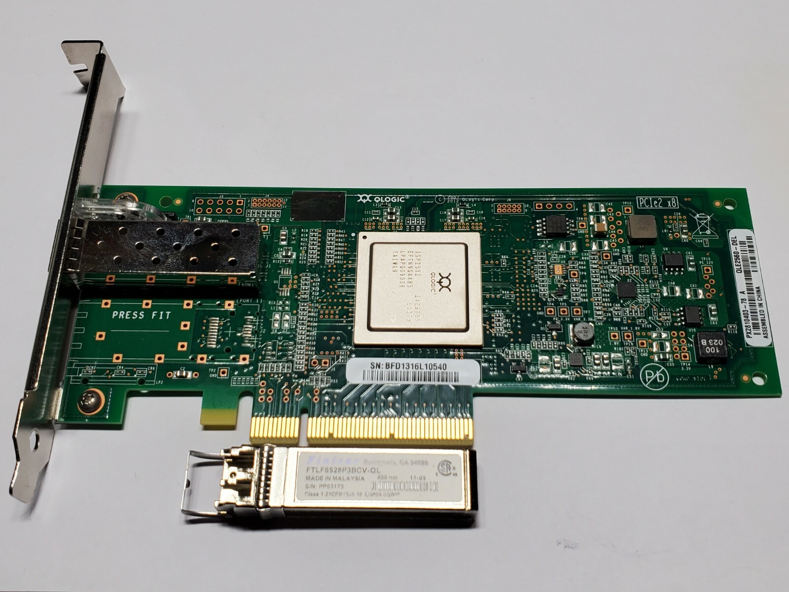 Dell Qlogic QLE2560-DEL Single Port 8Gb FC PCIe HBA w/Transceiver ...