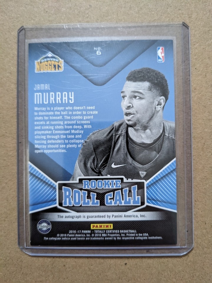 Jamal Murray 2016-17 Totally Certified Rookie Roll Call Auto On Card RC ...
