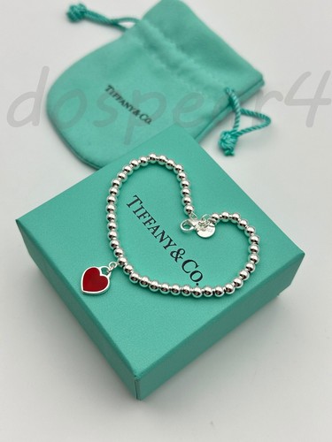 Tiffany Co Sterling "Return To Tiffany" Red Heart Tag Bead Bracelet | eBay