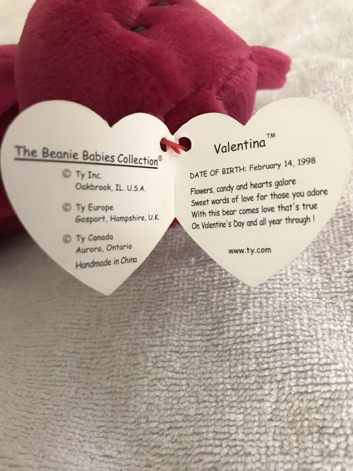 VALENTINA, Ty Beanie Baby, TAG Errors, NEW, RARE, Holographic Tush Tag ...