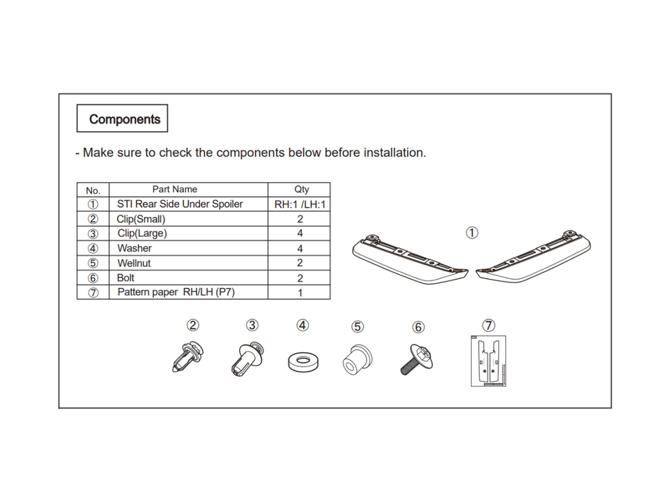 2022 -2025 Subaru WRX Rear Quarter Under Spoiler E5610VC020 Kit of 2 ...