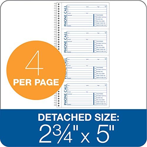 TOPS Phone Message Pad Call Book, Carbonless Paper 2 Part, 2 3/4 x 5 ...