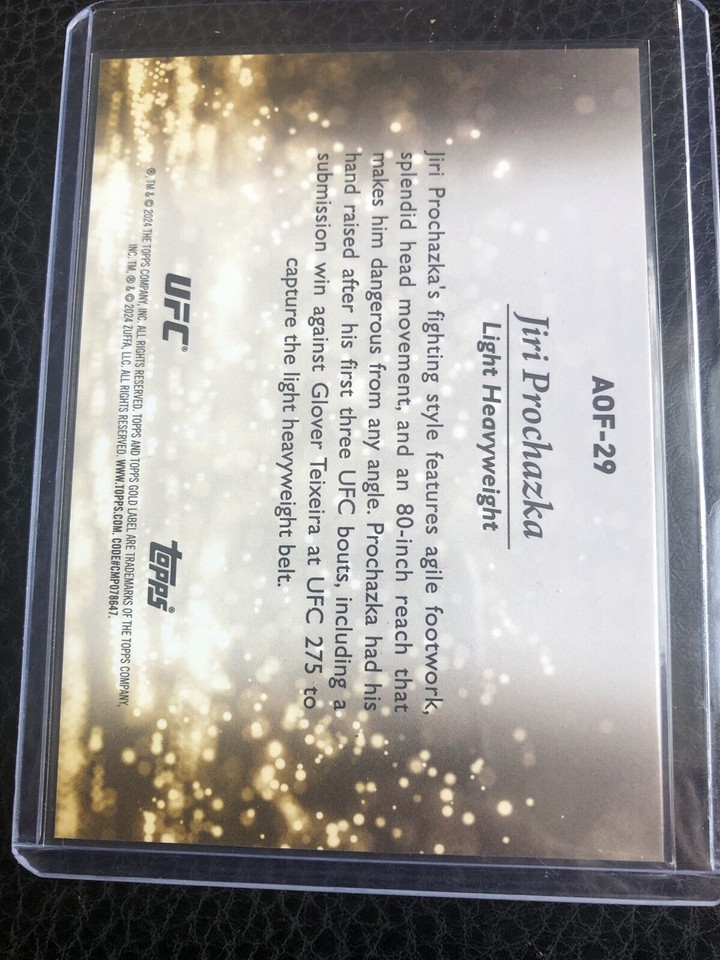 JIRI PROCHAZKA - 2024 TOPPS UFC GOLD LABEL - ART OF FIGHTING - SSP - # ...