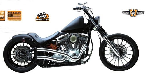 HARLEY FASTBACKS CHROME UPSWEPT SHOTGUN EXHAUST SOFTAIL 2012 &UP | eBay