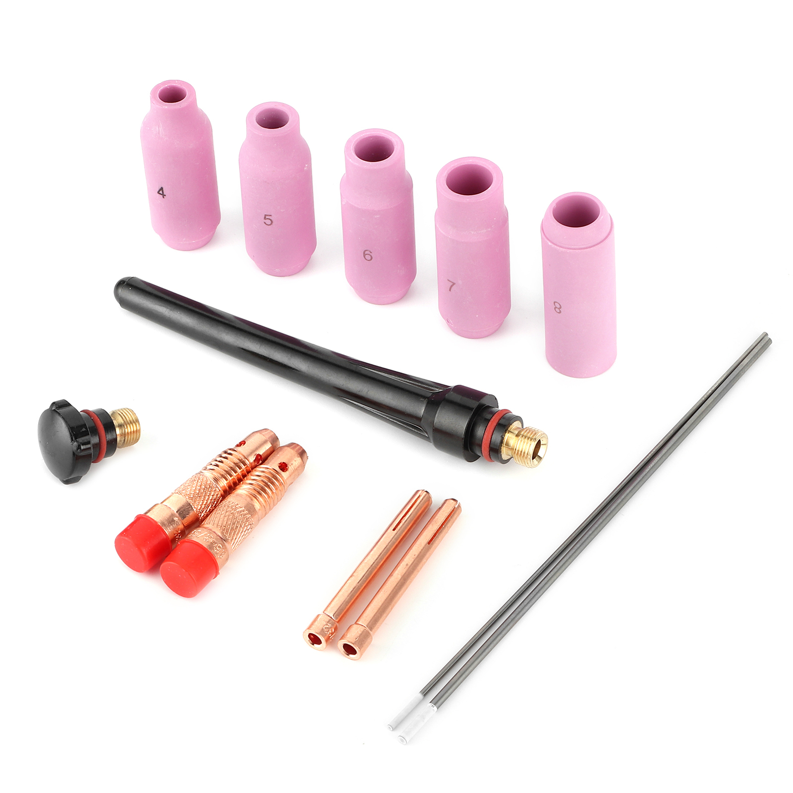 13-Piece Welding Nozzle TIG Gas Lens Ceramic Contact Tip With Tungsten ...