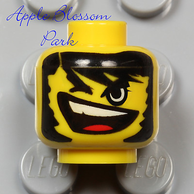 NEW Lego City MINIFIG HEAD Police Agents w/Black Side Burn Hair & Wink ...