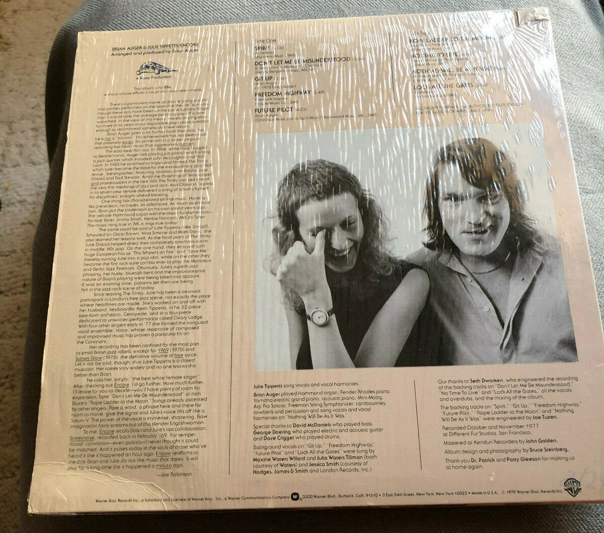 BRIAN AUGER and JULIE TIPPETTS - 1978 Lp ENCORE - Warner BSK-3153 vinyl ...