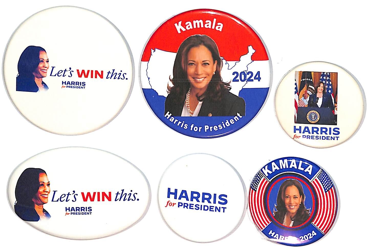 Set of 6 Beautiful Kamala Harris for President Campaign Buttons | eBay