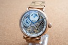 Mens Rose Gold Dual Time Skeleton Automatic Mechanical Watch Stainless ...