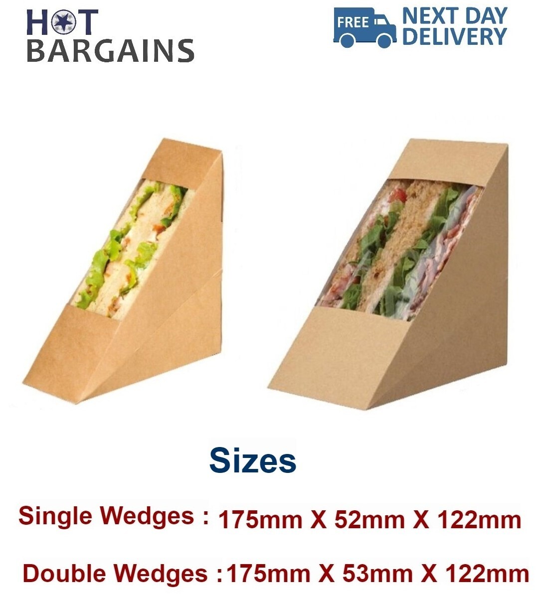Cardboard Sandwich Boxes Single or Double Size Takeaway Box Brown ...