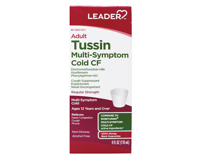 Leader Adult Tussin Multi-Symptom Cold CF Regular Strength, 4 fl oz | eBay