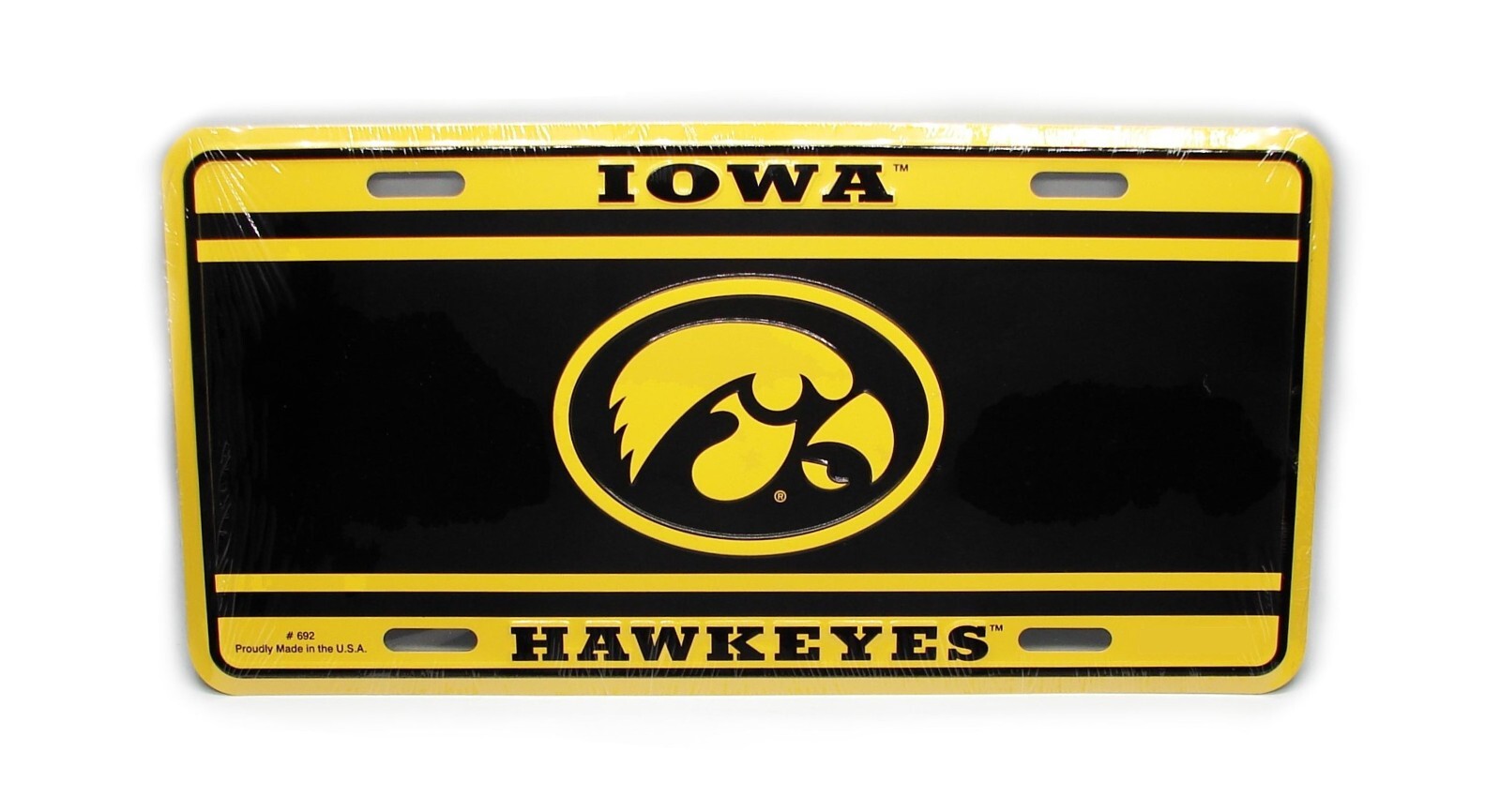 Licensed UNIVERSITY OF IOWA HAWKEYES 3D EMBOSSED METAL CAR NOVELTY ...