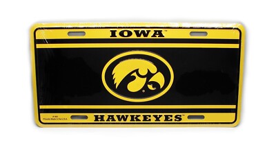Licensed UNIVERSITY OF IOWA HAWKEYES 3D EMBOSSED METAL CAR NOVELTY ...