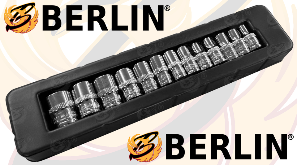 BERLIN 1/4" Drive Socket Set DEEP & SHALLOW Single Hex Drive Long Reach ...
