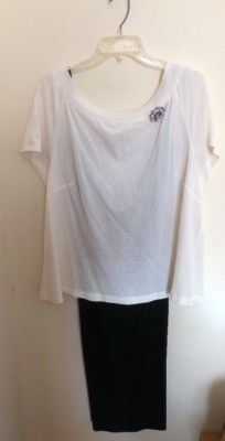 Ronny Nicole By Ouida Women Pantsuite White Top Black Pants Sz 24W Made ...