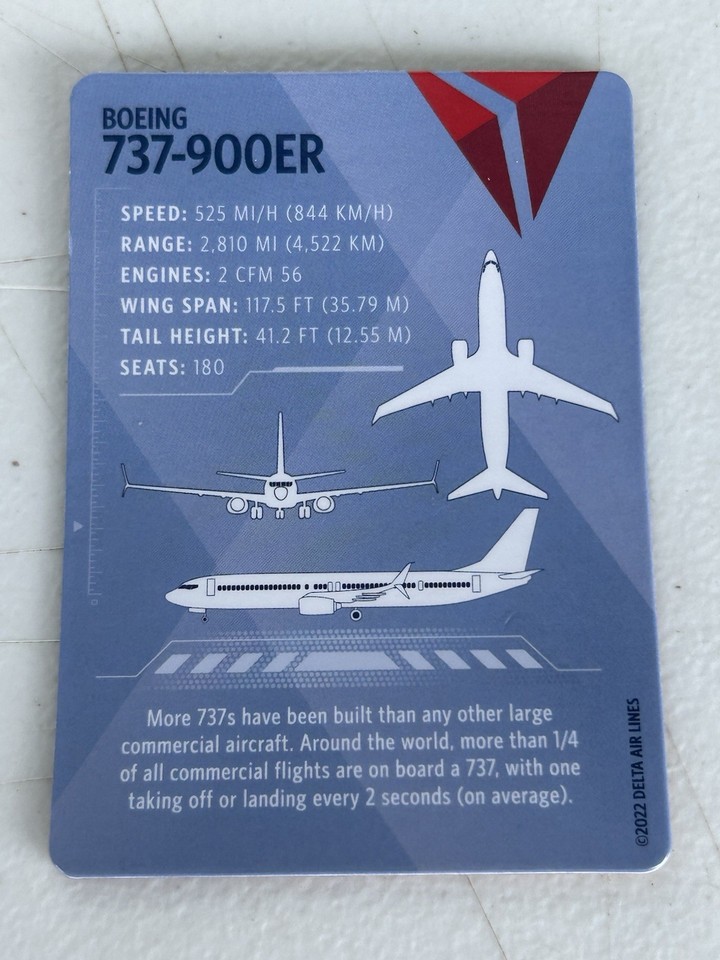 Delta Airlines Boeing 737-900ER Collectible Trading Card No. 53 2022 | eBay