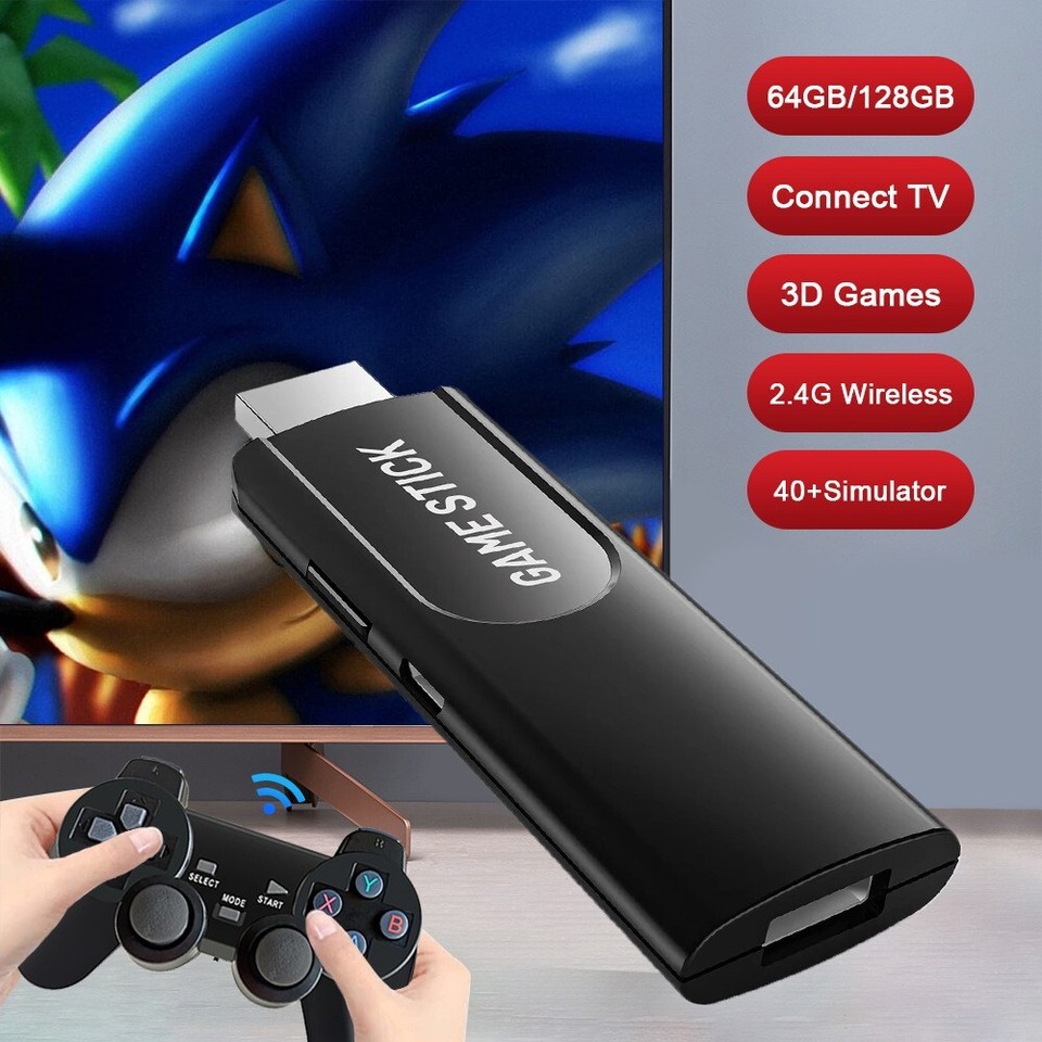 Built-in 64GB 40000+ Video Games 4K HDMI TV Game Stick Console Wireless ...