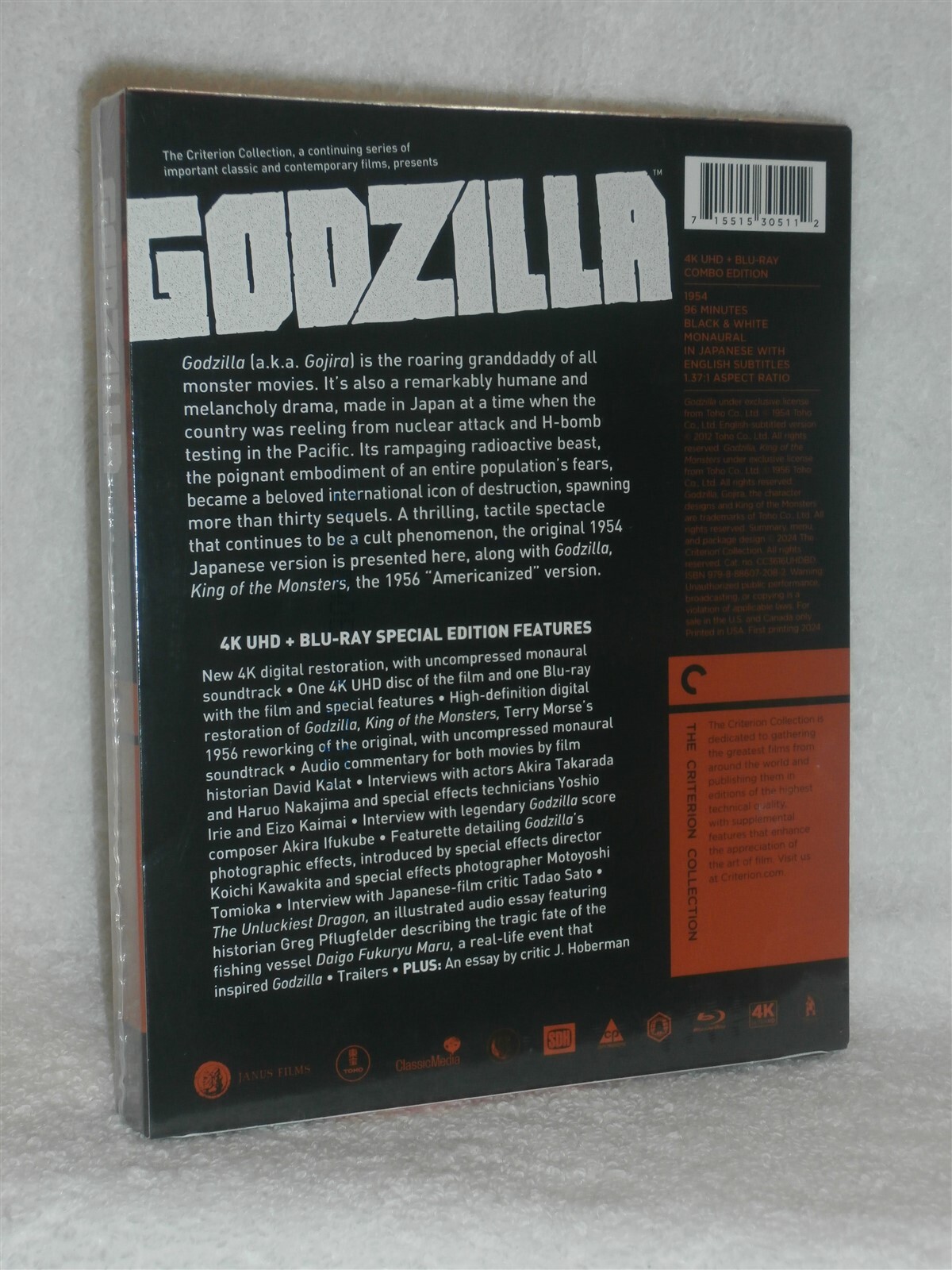 Godzilla (4K/Blu-ray, 2024, CRITERION, 2-Disc) NEW Takashi Shimura ...
