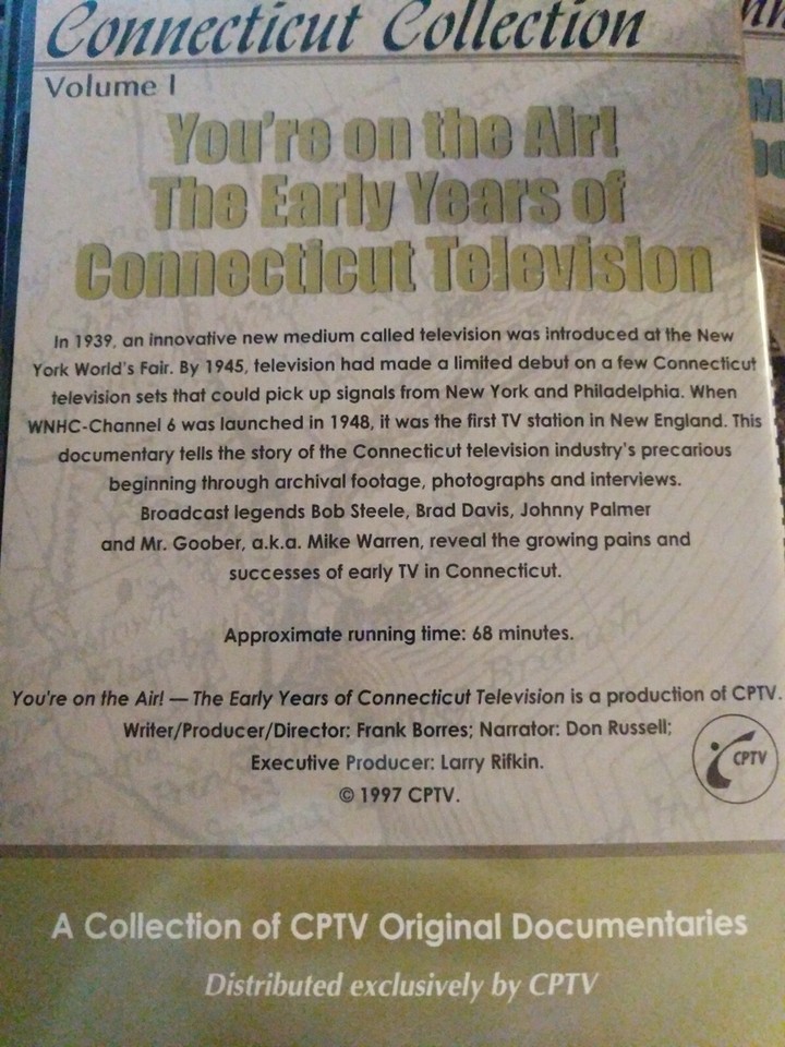 CPTV DVD: You're on the Air! Early Years of Connecticut Television ...