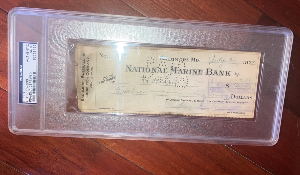 George Weiss New York Yankees Signed check 1929 baltimore orioles psa ...