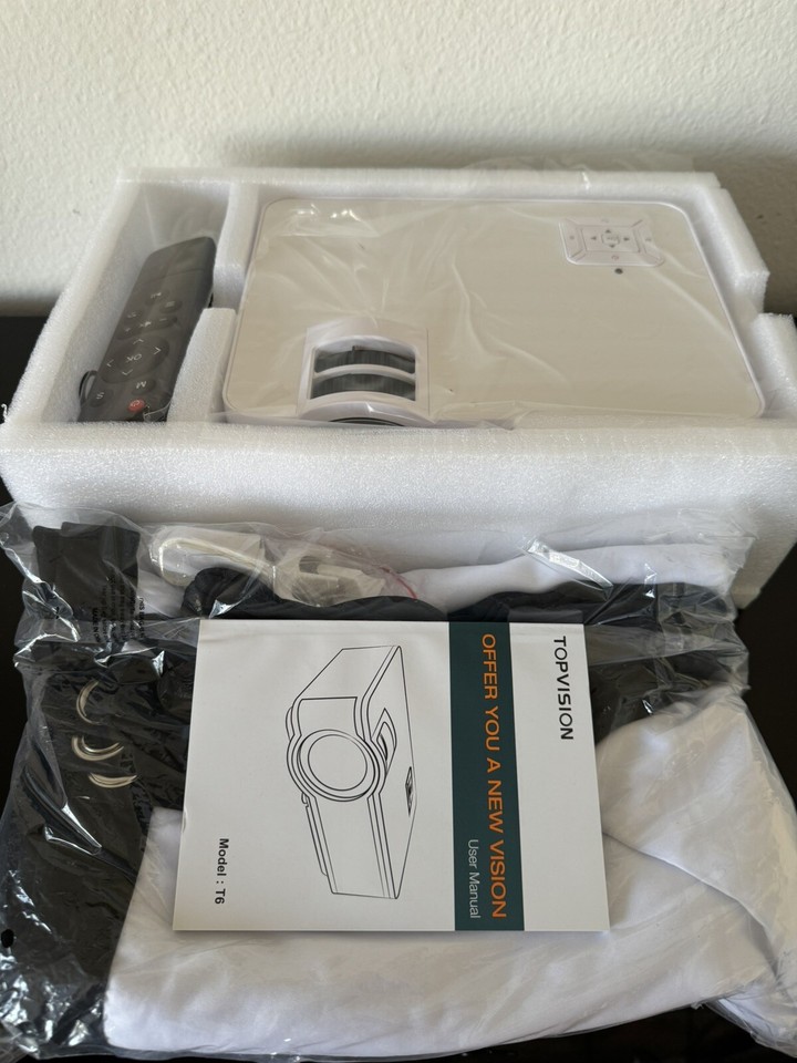 TopVision T6 Mini Projector +100" Screen 7500 Lumens HD Supported Roku ...