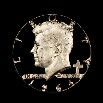 Cut-Out Coin - Silver Kennedy Half Dollar with Cross Host Coin - SKU ...